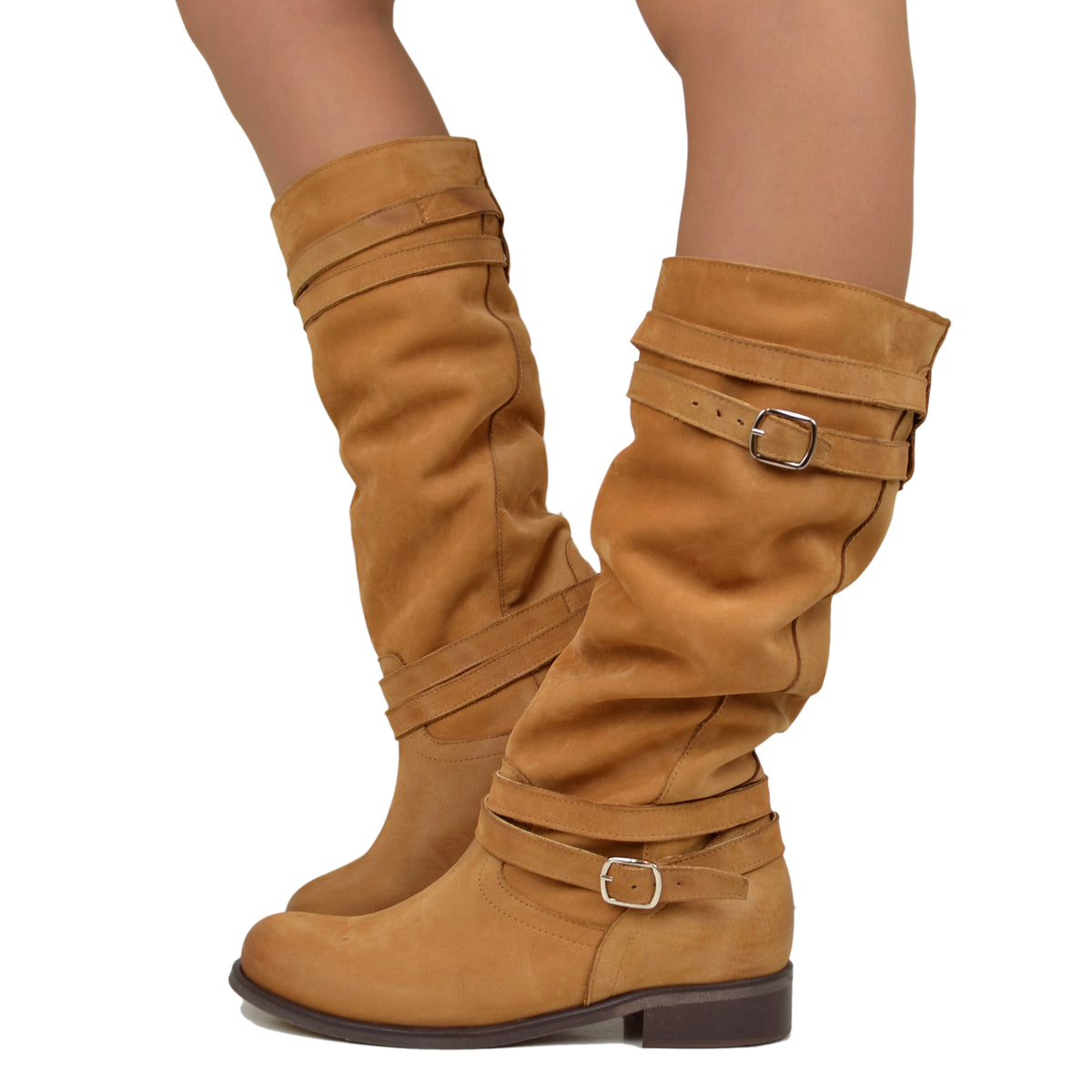 Women's High Boots in Genuine Nubuck Leather – KikkiLine Calzature