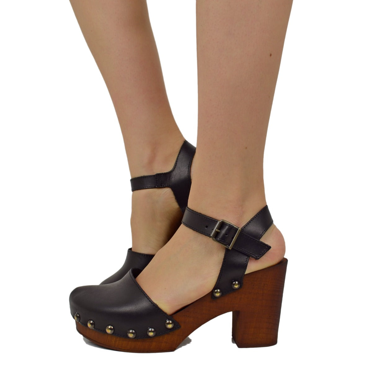 Vintage Black Oiled Leather Clog Sandals Made in Italy – KikkiLine ...